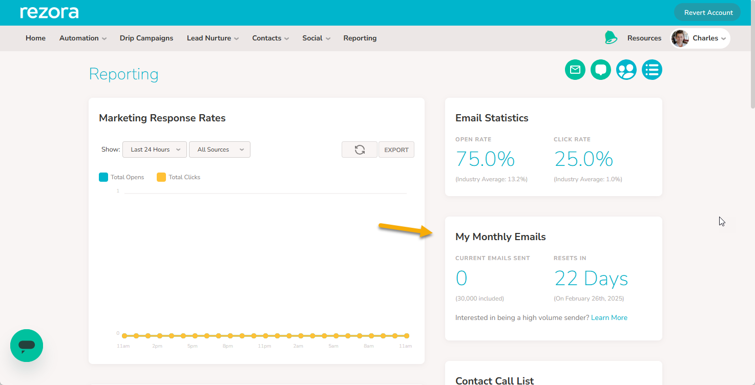 What is the "My Monthly Emails" section on the Reporting page ...